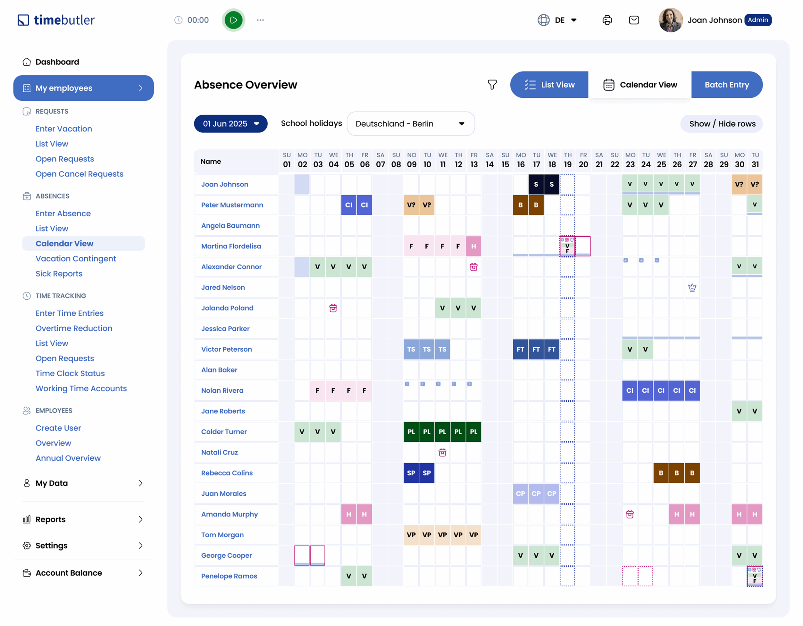 Timebutler: Time Tracking & Absence Management Software